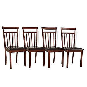 Wickerix Dining Set of 4 Dining Kitchen Side Warm Chairs with Padded Seat Contemporary Style Solid Wood in Dark Walnut Finish