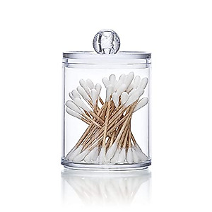 Bathroom Accessories Set 4, Lotion Soap Dispenser, Toothbrush Holder, 2 Apothecary Jars, Plastic Clear Countertop Storage Organizer for Bathroom Kitchen Farmhouse Decor (Transparent)