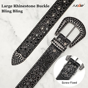 SUOSDEY Men Women Fashion Rhinestone Belt Western Cowgirl Bling Studded Design Leather Diamond Belt for Jeans Dress