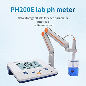 NANBEI Lab Benchtop pH Meter, 1-3Points Auto Calibration,0.01 pH Accuracy,200 Sets of Data Storage,Professional pH/Temp/ORP Test,6.0 inch High Definition Screen, (PH200E)