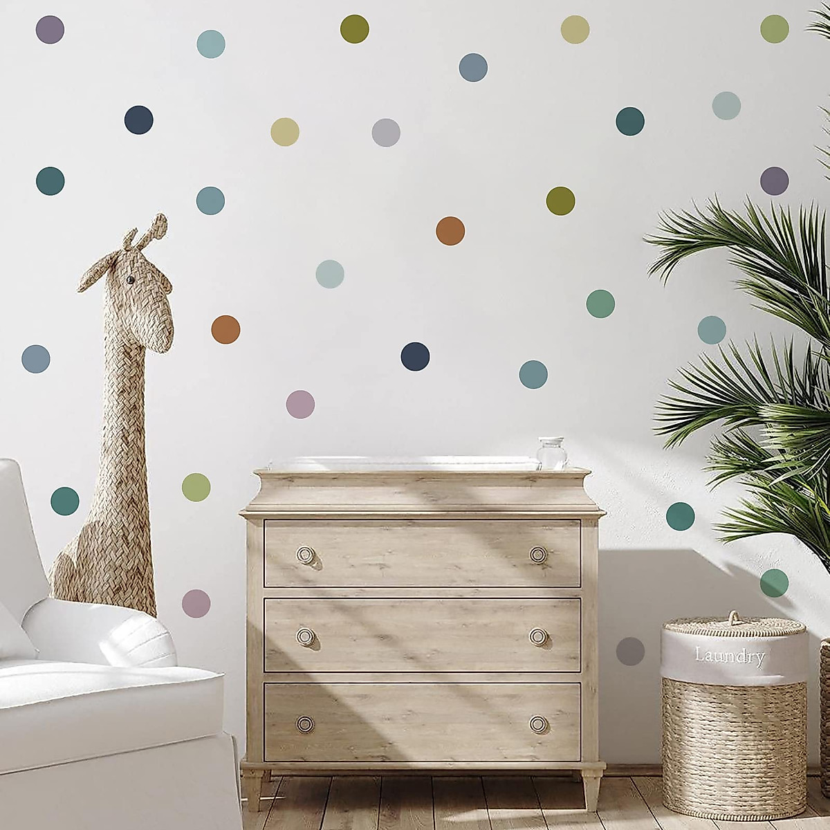 90 pcs Boho Polka Dot Wall Decals for Girls Bedroom,Boho Nursery Decor Wall Stickers for Playroom Kids Classroom Rainbow Wall Decals Decor