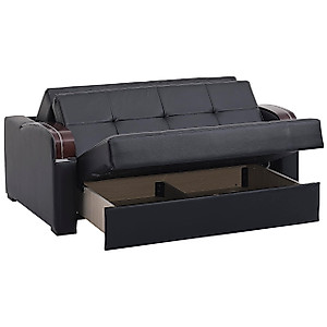 Ottomanson 66" Pull out Loveseat with Storage, Firm, Fabric, 450 lbs Capacity, Loveseat Sleeper, Futon Love Seat for Living Room or Home Office Convertible Small Sofa, Slumber, Orange