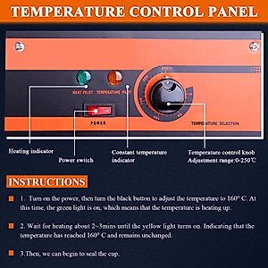 JIAWANSHUN Manual Cup Sealing Machine Electric Cup Sealer for Bubble Boba Milk Tea Cup Sealer for Height 170mm φ90mm/95mm Plastic and Paper Cup (110V)