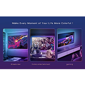 Azoula TV LED Backlight Immersion Ambient TV Strip Lights for 55-65 Inch TV HDMI 2.0 Sync Box RGB+IC Wi-Fi Backlight Music Sync TV Light, Compatible with Alexa Google Assistant App Contro