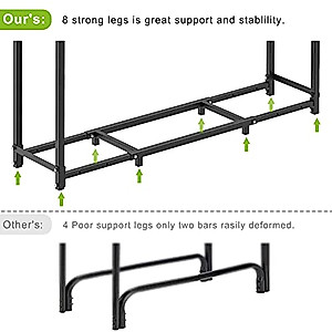 SELEWARE Adjustable Firewood Rack, Double-Layer Powder Coated, Heavy Duty 3-5 ft Log Holder for Outdoor Indoor Fireplace Wood Storage, Black (1 Pack)