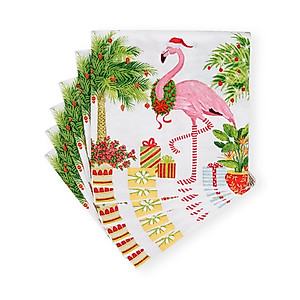 Caspari Christmas Flamingos Paper Cocktail Napkins - 20 Per Package, 2 Packs