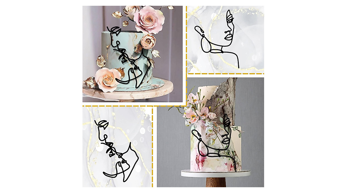 Acrylic Lady Face Cake Toppers - Elegant 12-Piece Birthday & Wedding Decor
