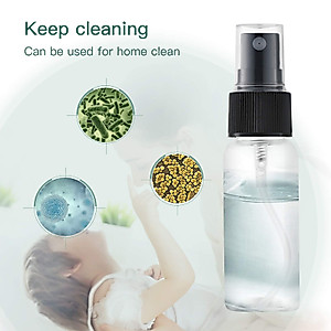 LISAPACK 1oz Small Plastic Spray Bottle (12 Pack) Empty Mini Fine Mist Travel Size Atomizer, Tiny Sprayer for Little Perfume, Water, Cologne, Alcohol, Samples (Clear, 30ml)