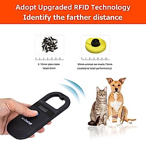 NetumScan Upgraded Pet Microchip Reader Scanner, 256 Data Storage Animal Tag Scanner Rechargeable Handheld Pet Chip ID Scanner with Stable OLED Display for ISO 11784/11785,FDX-B and ID64 RFID EMID