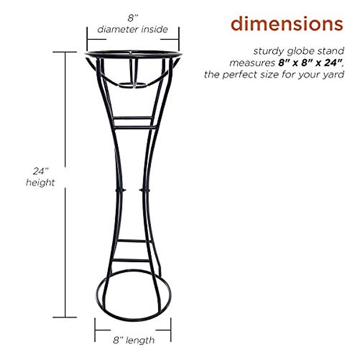 Alpine Corporation 24" Tall Indoor/Outdoor Metal Gazing Globe Display Stand, Black
