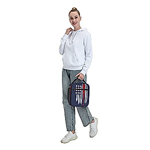 Baseball American Flag Insulated Lunch Bag Lunch Box Lunch Tote Cooler Reusable Lunch Pail Outdoors Meal Bag For Women Men