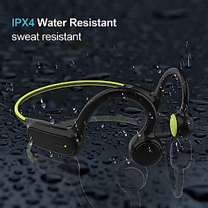 Pinetree Bone Conduction Headphones with MIC, IPX4 Waterproof Bluetooth Sport Headphones, Open Ear Headphones up to 6 Hours of Music and Calls, Wireless Headset for Running, Workout etc. (Green)