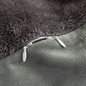 JSZS Velvet Plush Shaggy Duvet Cover Set,Luxury Ultra Soft Fluffy Duvet Cover Set,Winter Fuzzy Duvet Cover Set, (1 Faux Fur Duvet Cover +2 Faux Fur Pillow,Full/Queen,Dark Gray)