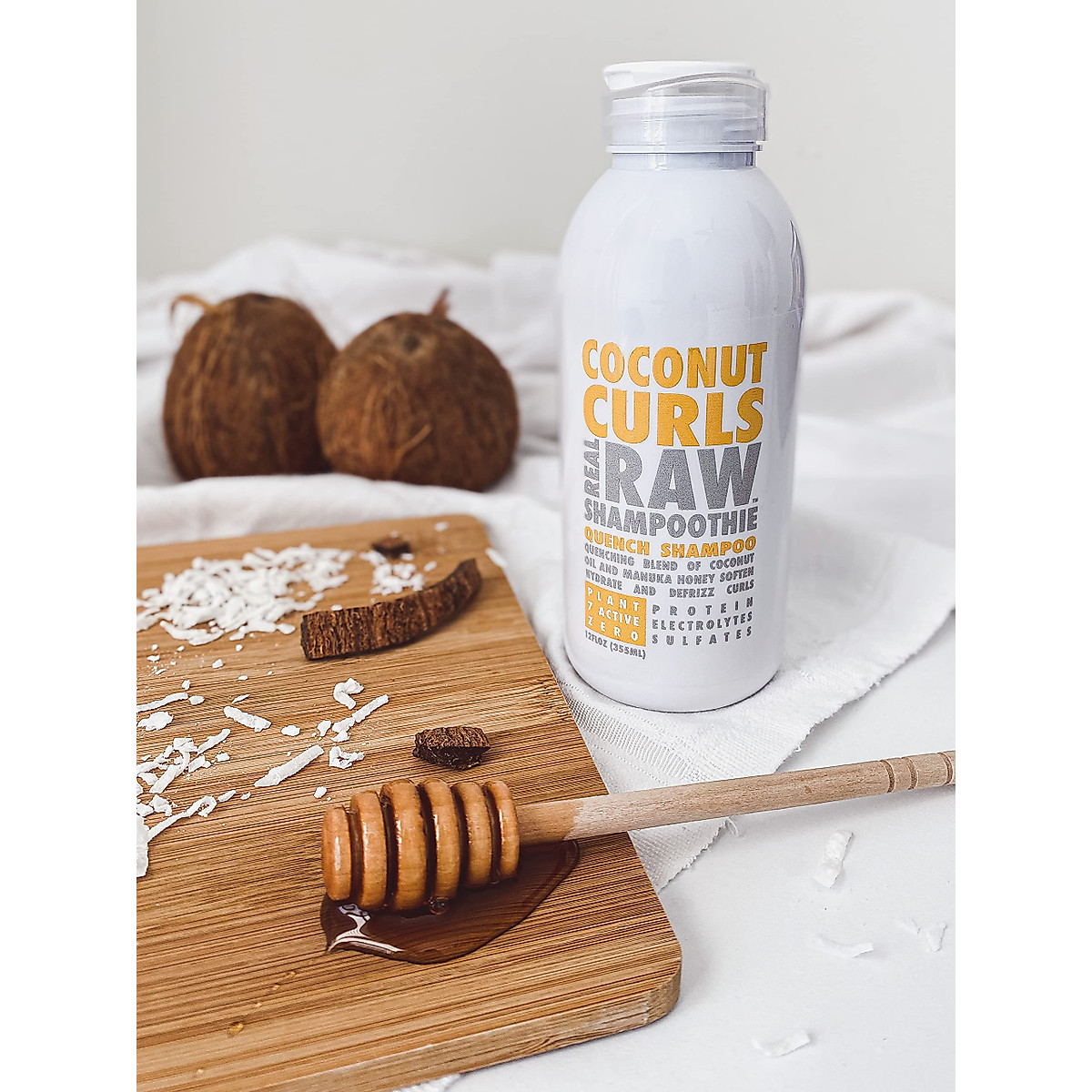 Real Raw Coconut Shampoo - Hydrate, Enhance, Define Curls - Defrizz and Detangle 12 Fl Oz