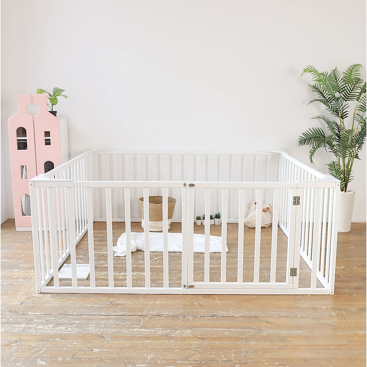 BUSYWOOD Montessori Floor Bed Frame with Rails - Toddler Bed Frame - Montessori Floor Toddler Bed - Floor Bed Frame for Kids - Kids Wooden Bedframe - Montessori Bedroom Furniture (Model 20)