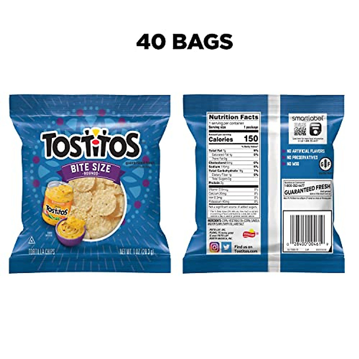 Tostitos Bite Sized Rounds Tortilla Chips, 1 Ounce (Pack of 40)