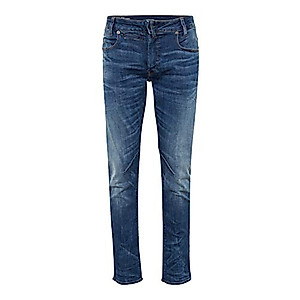 G-Star Raw Men's D-STAQ 5-Pocket Slim Fit Jeans, Medium Indigo Aged, 33W x 36L
