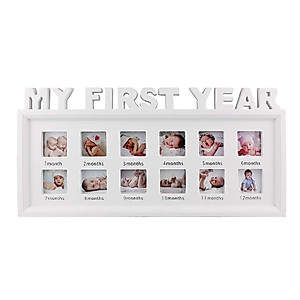 ESTAMICO My First Year Frame Baby Picture Keepsake Frame for Photo Memories, White