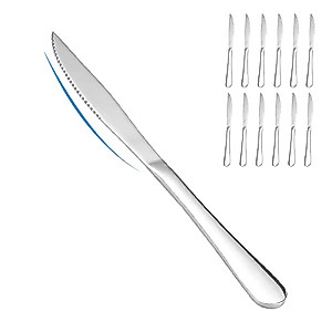 SANTUO 12-piece Dinner Knives, Serrated 18/10 Stainless Steel Steak Knife Set of 12 (9.05 -inch)