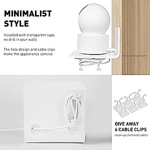 OAPRIRE White Floating Wall Shelves Set of 3 for Security Cameras, Baby Monitors, Speakers & More - Universal Acrylic Small Wall Shelf with Cable Clips, 10-Piece Strong Tapes, No Drill