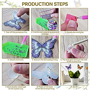 Vcekract 8 Pcs Butterfly Diamond Art, Diamond Painting Kits for Garden Decor, Butterfly Stakes Diamond Art Kits, Butterfly Diamond Art Club, Butterflies for Crafts