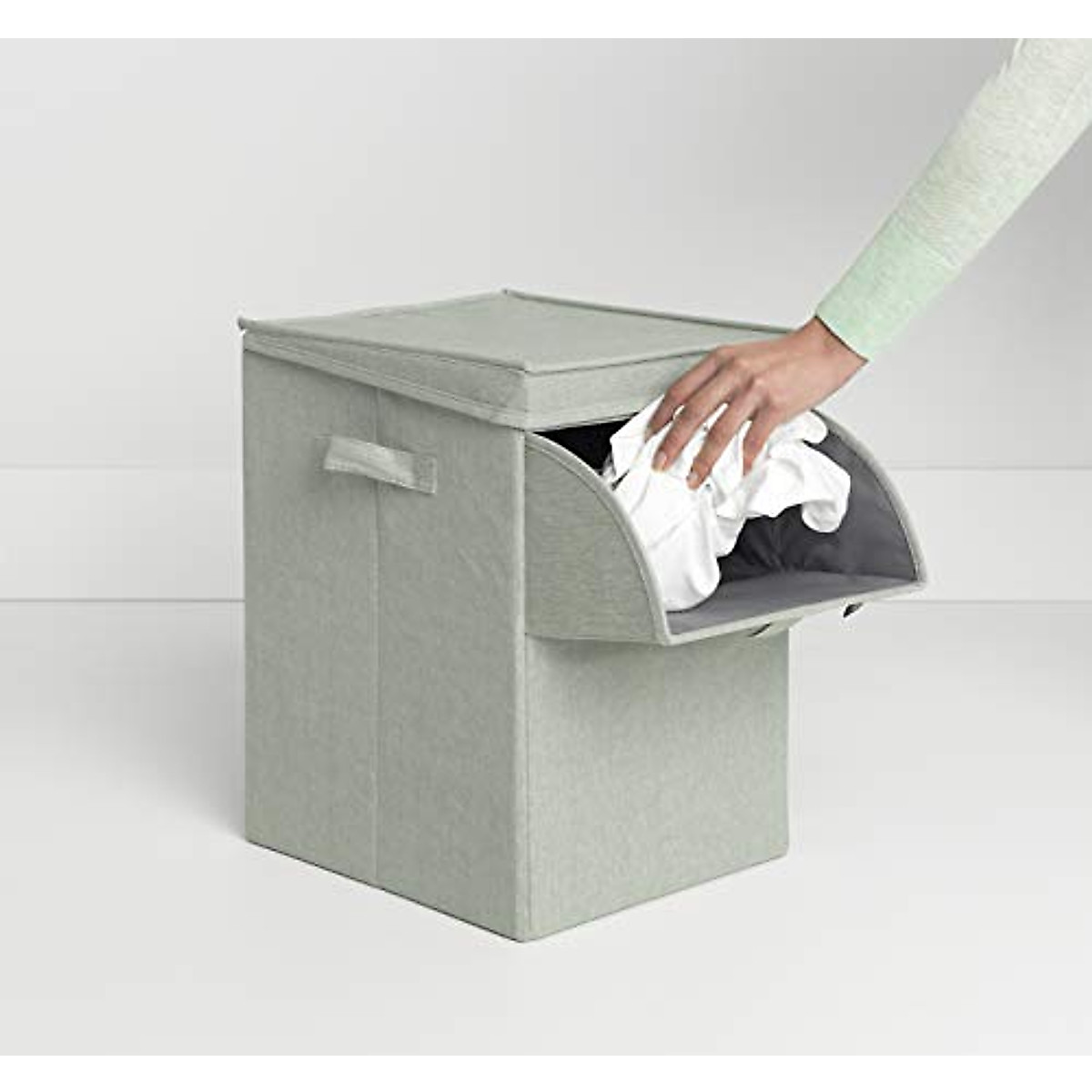 Brabantia - Stackble Laundry Box - Front and Top Opening - Space Efficient - Easy to Unload - Lightweight Grips - Large Opening for Dirty Clothes - Green - 35L