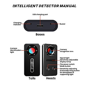 COHANA Hidden Camera Detector Infrared Camera Sweeper, Spy Camera Detector Spy Camera Finder, Bug Detector - Hidden Camera Finder Portable and Easy-to-Use Privacy Guardian