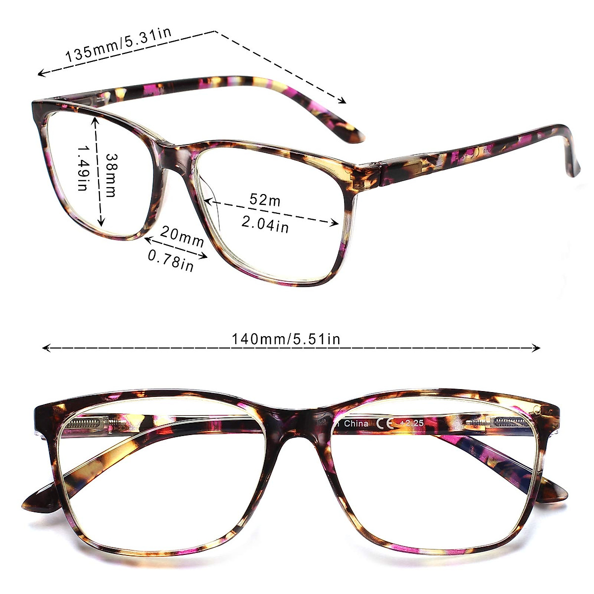 SIGVAN Ladies Reading Glasses Blue Light Blocking Spring Hinge Fashion Pattern Print Eyeglasses for Women (multicolour, 1.75)
