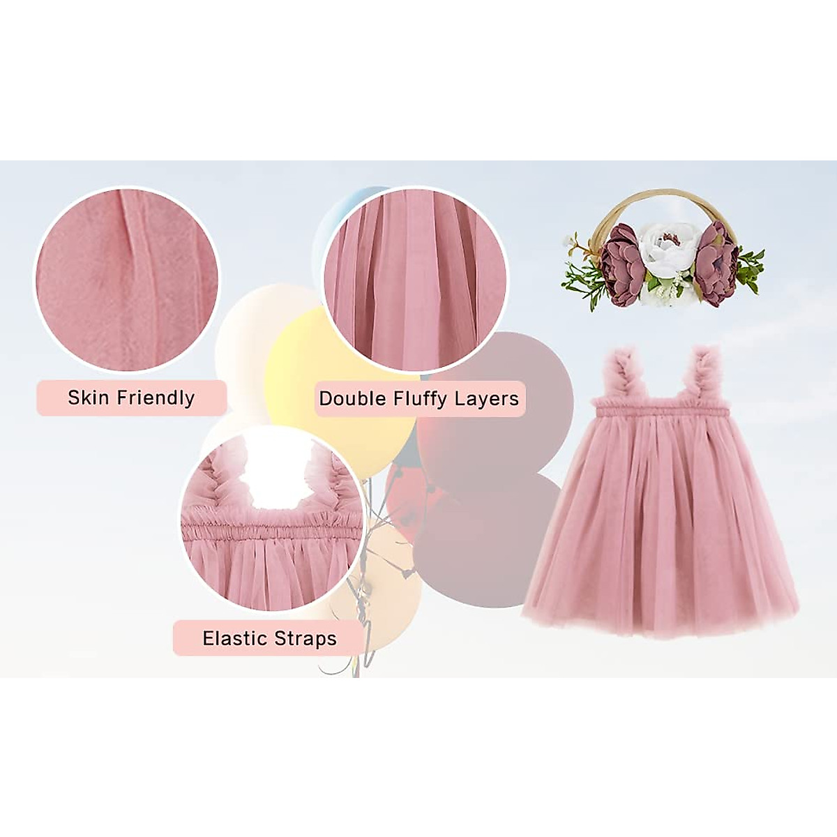 Easter Gift for Baby Girls Infant Wedding Flower Dresses Newborn Blue Cake Wild Tutu Birthday Dresses for Baby Girls B Dusty Blue 9 Months