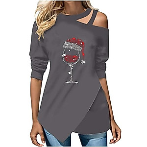 JJHAEVDY Christmas Fall Fashion Off Shoulder Sweatshirts for Women Color Block Outfits Classic Dressy Clothes Fashion Sweatshirt Quarter Zip Sweatshirt Shirts(2-Gray,XX-Large)