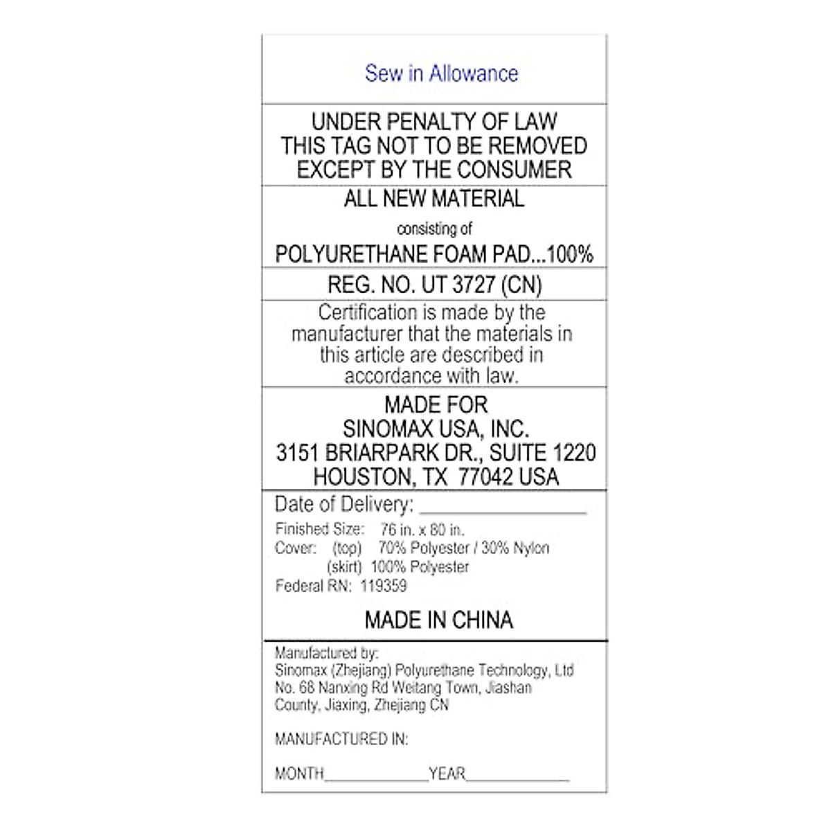 Vibe Cooling Quilted Memory Foam Mattress Pad, King