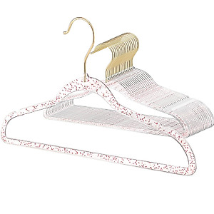 Gold Glitter Hangers,Pink Sparkle Hangers 20 Pcs,Ultra-Thin Acrylic Glitter Hangers for Dress Suits, Glitter Hangers for Girls Non-Slip Space Saving (Pink)