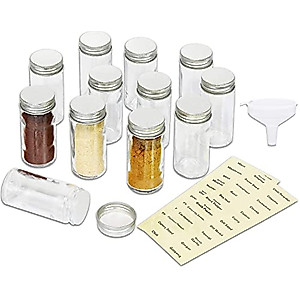 Simple Houseware 30 Spice Gripper Clips Strips Cabinet Holder + 12-Pack Spice Bottles w/label