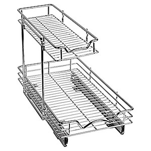 Richards Under Sink Pull-Out Sliding Shelf Organizer for Kitchen Heavy Duty with 5 Year Warranty, 11.5”W x 21”D x 14.5”H, Requires at Least 12.5” W Cabinet Opening-Chrome