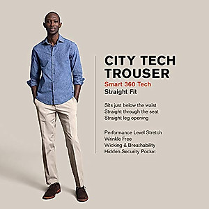 Dockers Men's City Trouser Straight Fit Smart 360 Tech Pants, New British Khaki (Waterless), 36W x 32L