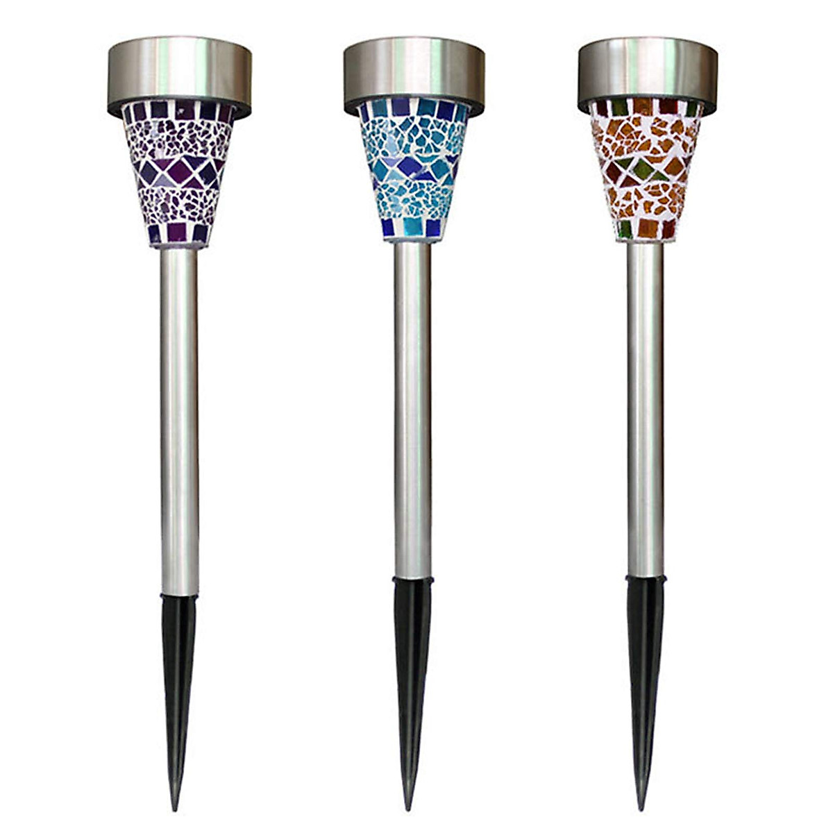 iFCOW Pathway Landscape Lighting, Solar Mosaic Garden Lights 3pcs Waterproof Mosaic LED Garden Light for Outdoor Christmas Garden Home Decoration