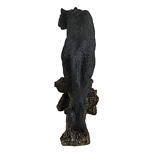 Ebros Gift Black Panther Cougar Climbing Weathered Tree Log Statue 10" Long Wildlife Black Jaguar Ghost Forest Hunter Sculpture Home Decorative Accent