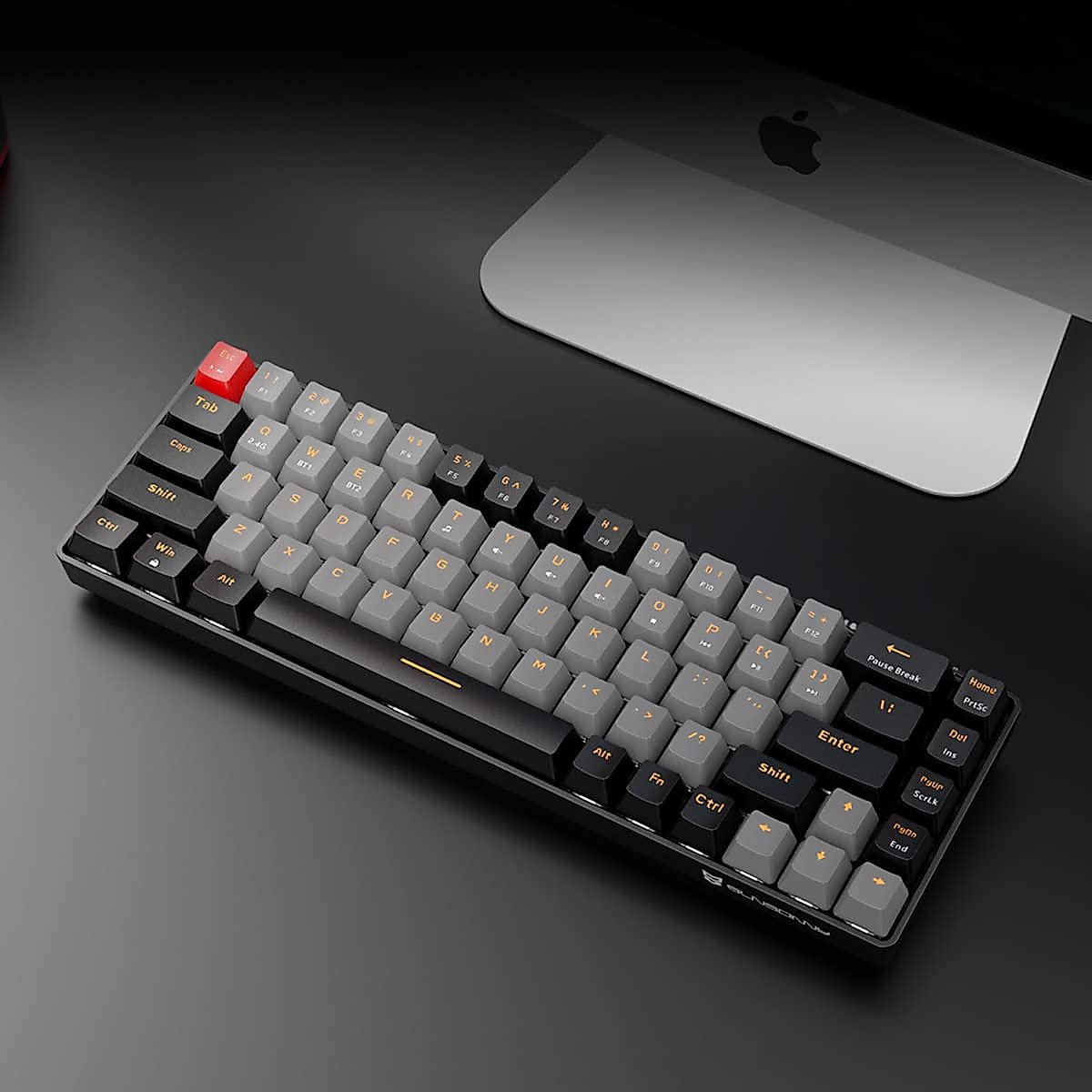 Qisan Mechanical Keyboard Gaming Keyboard Brown Switch 68-Keys Mini Design (60%) Gaming Wired Keyboard White Magicforce