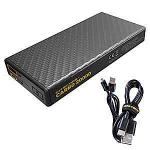 Nitecore Carbo 20000 Lightweight 20000mAh Power Bank for Outdoor, QC PD Quick Charge, USB & USB-C Dual Ports Waterproof Impact Resistant with Lumentac USB Cable