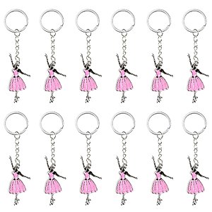 Chris.W 12pcs Ballerina Dancer Keychains, Ballet Dander Key Chain, Dancing Girl Car Bag Chain for Girls and Women Party Favors