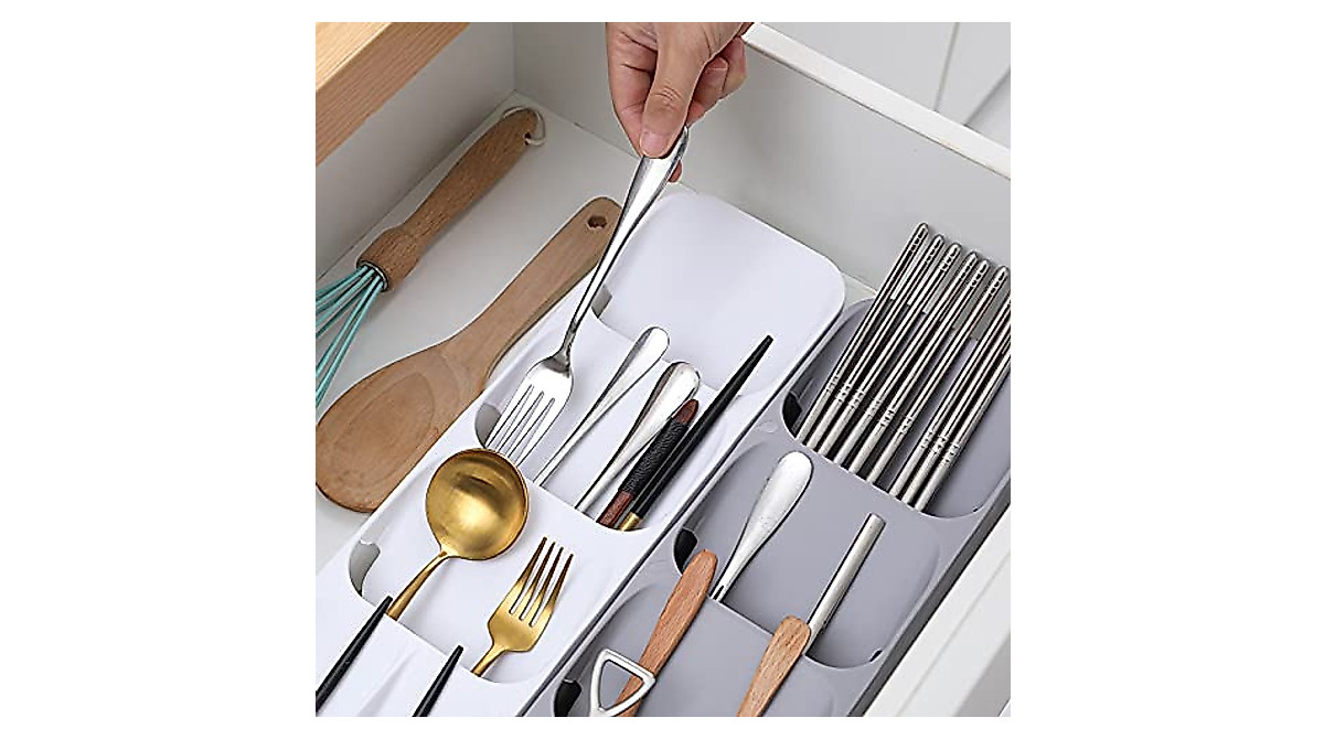 Compact Cutlery Organizer - Space-Saving Silverware Tray