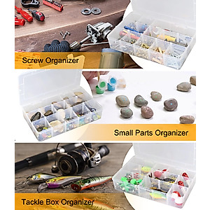 Qudqju Tackle Box Organizer Plastic Organizer Box with Dividers Bead Organizer Box Container Clear Snackle Box Container Large 15 Grid Box Organizer