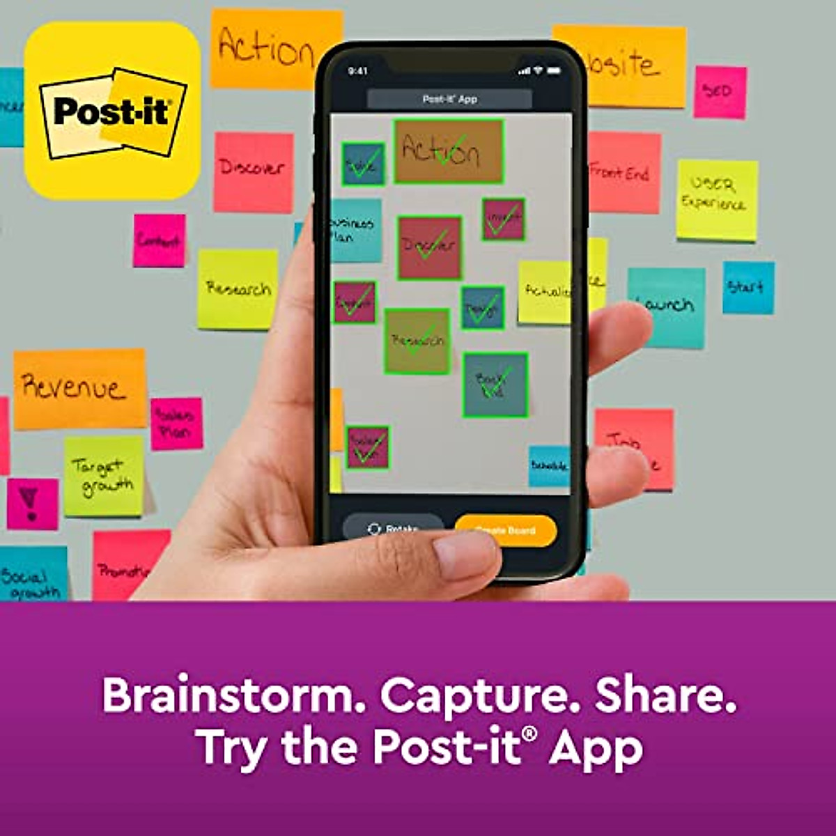 Post-it Super Sticky Notes, 3x3 in, 15 Sticky Note Pads, 2x the Sticky Power, Bright Colors, Post-it Notes, Super Sticky Note Pads, Stick Notes, Sticky Pad, Colorful Sticky Notes Pack (654-15SSCP)