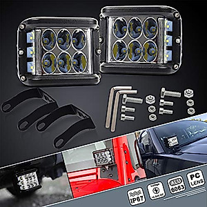 OVOTOR Dual Side Shooter LED Lights 4inch Green DRL Solid&Strobe Off Road LED Pod Lights Driving Lights for Jeep Tractor Plow Truck SUV ATV Motorcycle