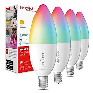 Sengled Zigbee Smart Candelabra Bulbs, Hub Required, Dimmable Multicolor E12 LED Candle Light Bulb Work with Alexa Echo(4th Gen), Echo Plus, Google/SmartThings, Voice/APP Control, 450 LM/40W Eqv. 4PK