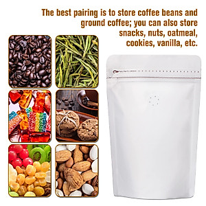 Flysogan 8oz 50pcs Aluminum Foil Stand Up Zipper Coffee Pouch Bags With Valve (Pull Tab Open) (50 Pieces,8 oz/0.5 lb)