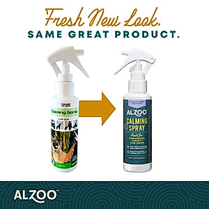 ALZOO Calming Spray for Dogs, Helps to Relieve Stress from Separation Anxiety, Travel, Vet Visits, Fireworks, etc., 100% Plant-Based Active Ingredients, 3.4 Fl. Oz Spray Bottle