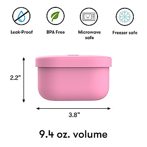 Omie OmieBox Silicone Leakproof Snack Containers To Go, Food Storage Containers with Lid, School Lunch Bento Container - BPA Free, Airtight, Dishwasher and Freezer Safe, Oven Safe - 9.4 ounces
