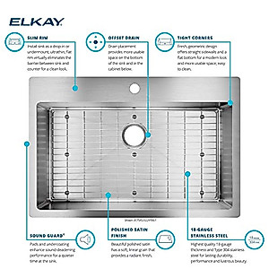 Elkay ECTSRS33229TBG1 Crosstown Single Bowl Dual Mount Stainless Steel Sink Kit