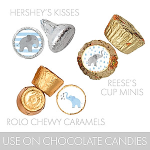 Blue Elephant Baby Shower Favor Stickers - 180 Labels